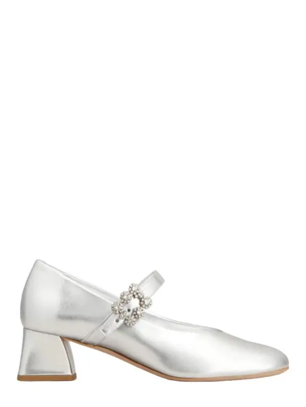 ROGER VIVIER Efflorescence Mary Jane Pumps In Leather - Silver