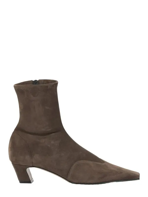 Khaite Nevada Square Toe Zipped Ankle Boots - Brown
