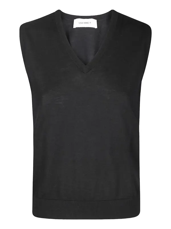 LISA YANG V-neck Knitted Vest - Black
