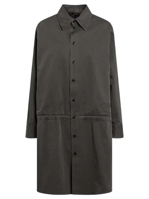 MAISON MARGIELA Drawstring-waist Shirt Mini Dress - Grey