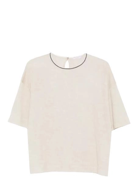 Brunello Cucinelli Crew-neck Cashmere-blend T-shirt - Pink
