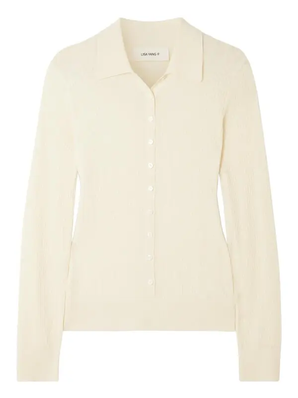LISA YANG Ribbed Cashmere Cardigan - Ivory