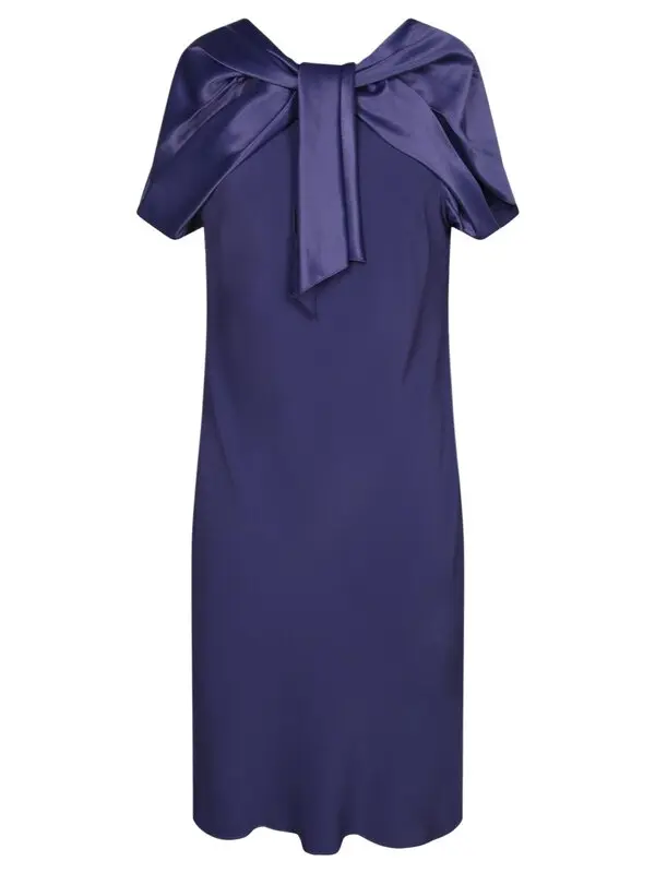 Alberta Ferretti Bow Cape-sleeve Dress - Blue