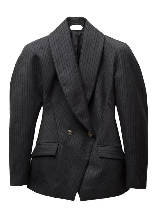 Versace Double-breasted Pinstripe Blazer - Grey