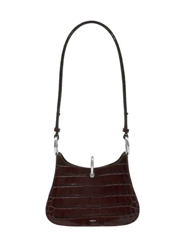 Rabanne Ring Embossed Leather Shoulder Bag - Brown