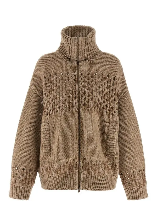 Brunello Cucinelli Drop-shoulder Sequin-embellished Cardigan - Brown