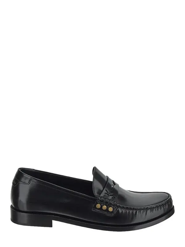 Saint Laurent Almond Toe Slip-on Loafers - Black