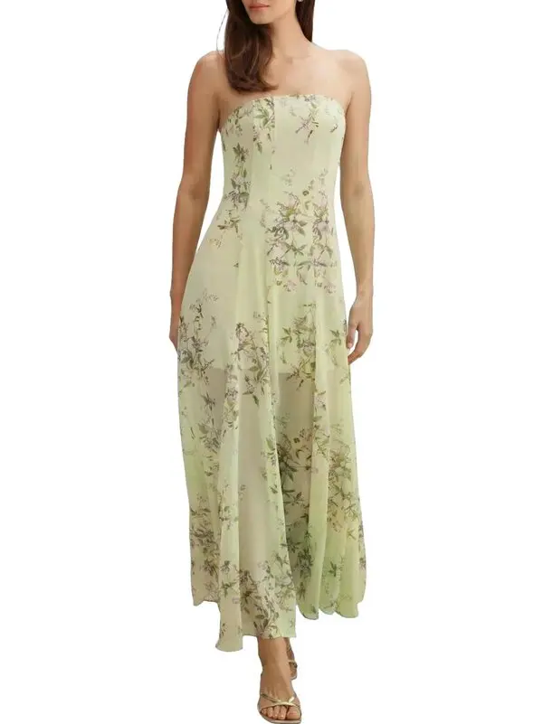 EVER NEW Kimora Strapless Floral-print Midi Dress - Green