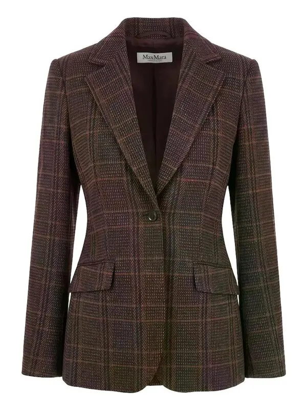 Max Mara Abate Check-pattern Single-breasted Blazer - Brown