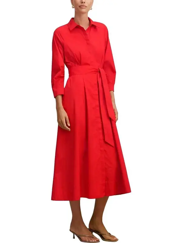 EVER NEW Sally Belted Midi Shirt Dress - Red