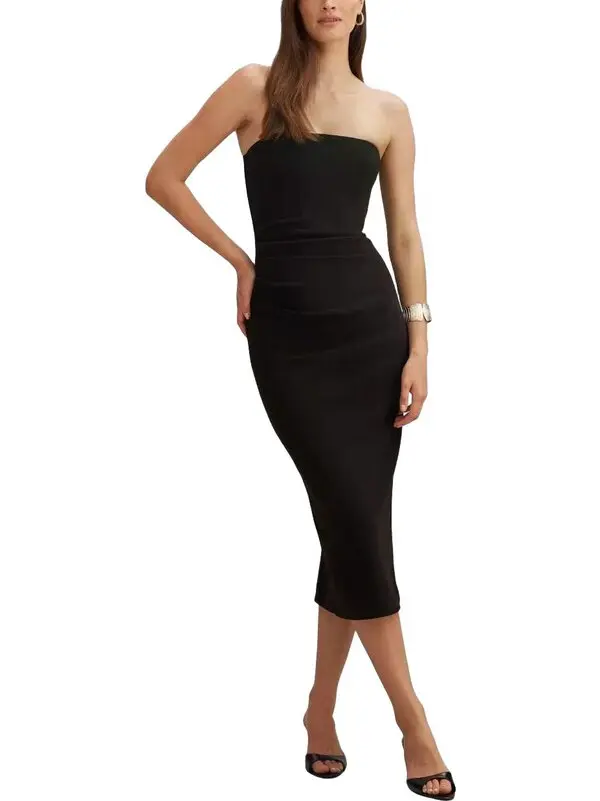 EVER NEW Betty Strapless Ruched Midi Dress - Black