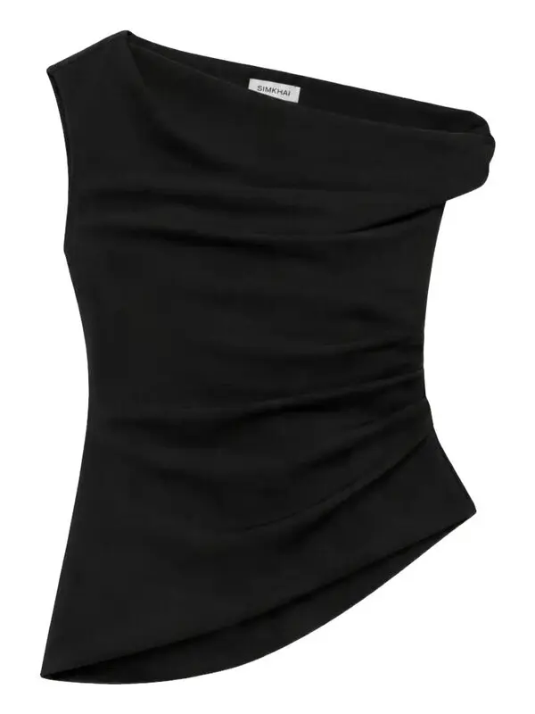 Simkhai Zerra Draped Asymmetrical Top - Black