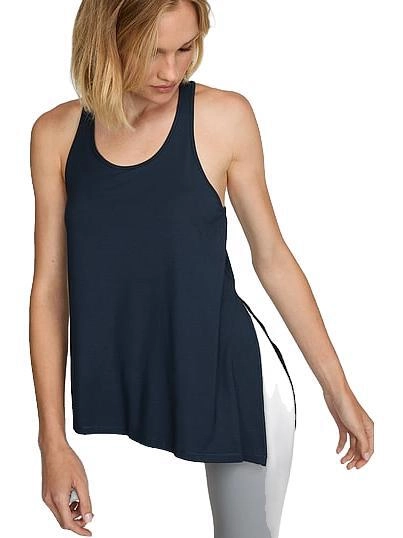 Victoria's Secret Vsx Drapey Knit Side-slit Tank Top - Blue