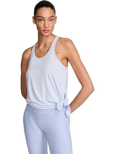 Victoria's Secret Vsx Drapey Knit Side-slit Tank Top - Blue