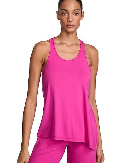 Victoria's Secret Vsx Drapey Knit Side-slit Tank Top - Pink