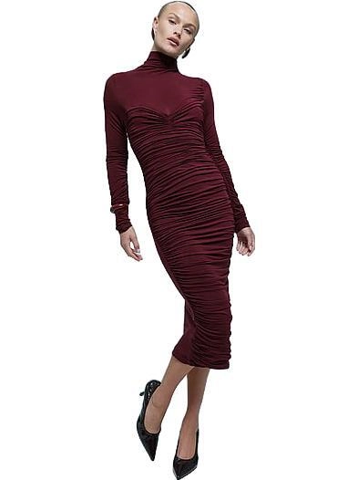 Victoria's Secret Bardot Amera Knit Midi Dress - Red