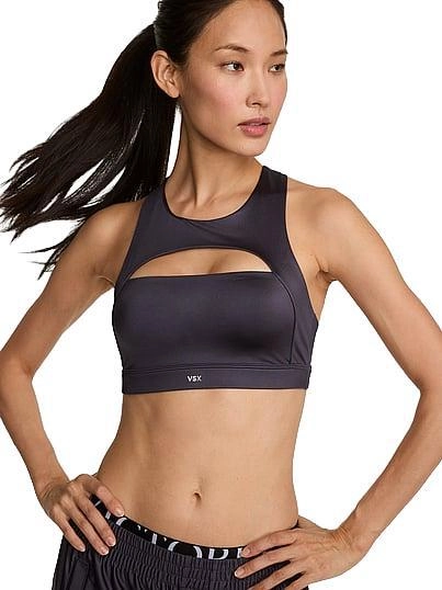 Victoria's Secret Vsx Glossytech™ Cutout Sports Bra - Grey