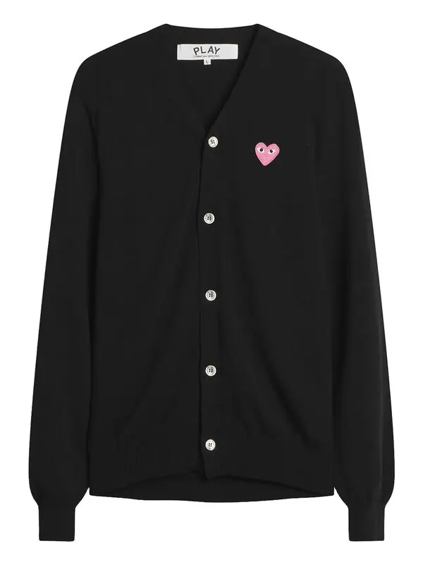 Play Comme Des Garcon Pink Heart Cardigan - Black