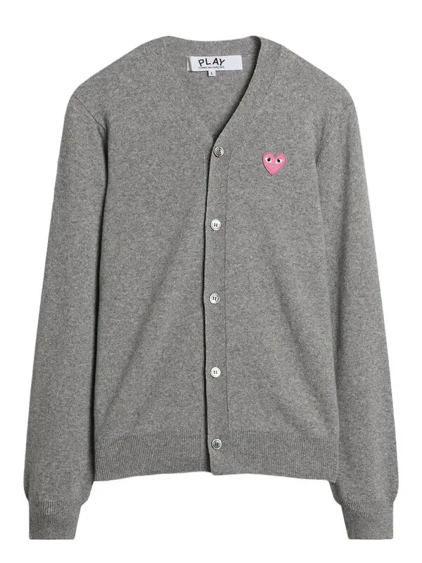 Play Comme Des Garcon Pink Heart Cardigan - Grey