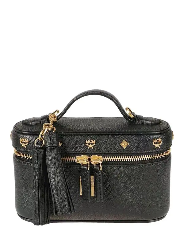 Mcm Pina Logo-stud Leather Vanity Bag - Black