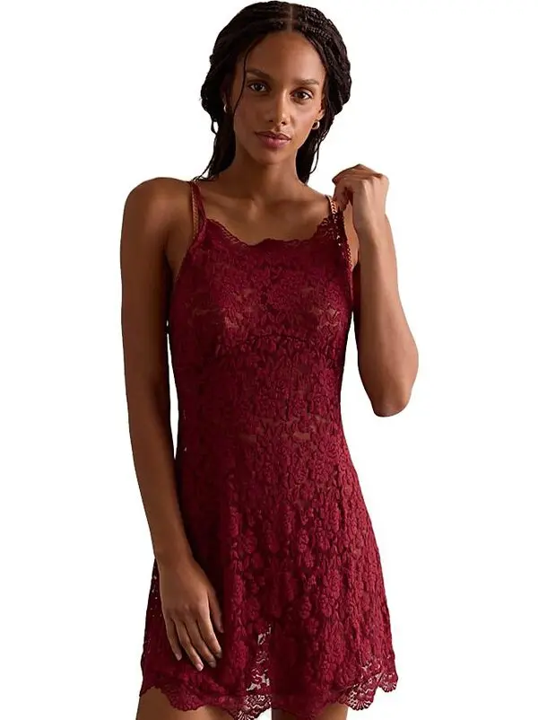 Free People First Impressions Mini Slip Dress - Cabernet