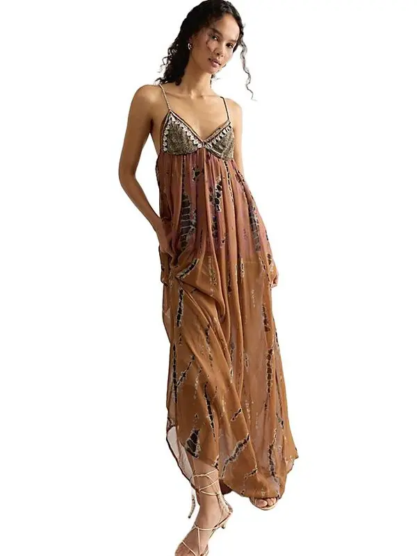 MES DEMOISELLES Noctiluca Maxi Dress - Brown