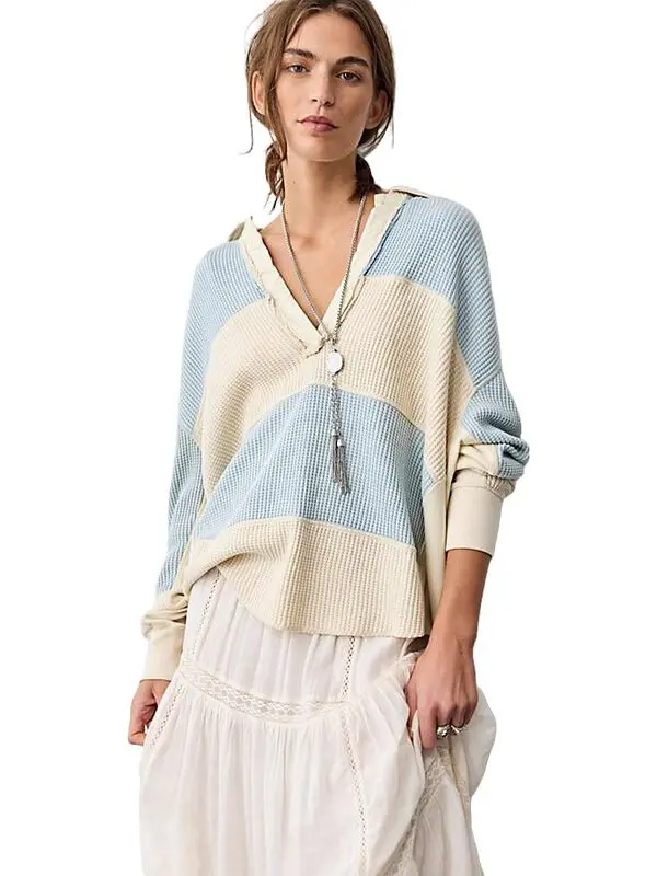 Free People Fp One Blake Rugby Thermal - Sky Combo