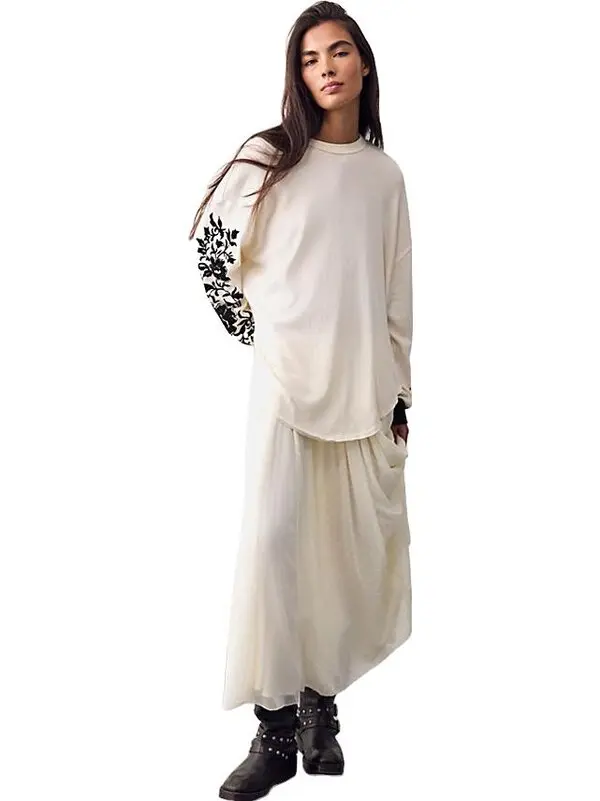 Free People We The Free Flora Oversized Long Sleeve Tee - Dust Combo