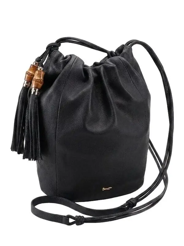 Paul Costelloe Piper Leather Crossbody Bucket Bag - Black