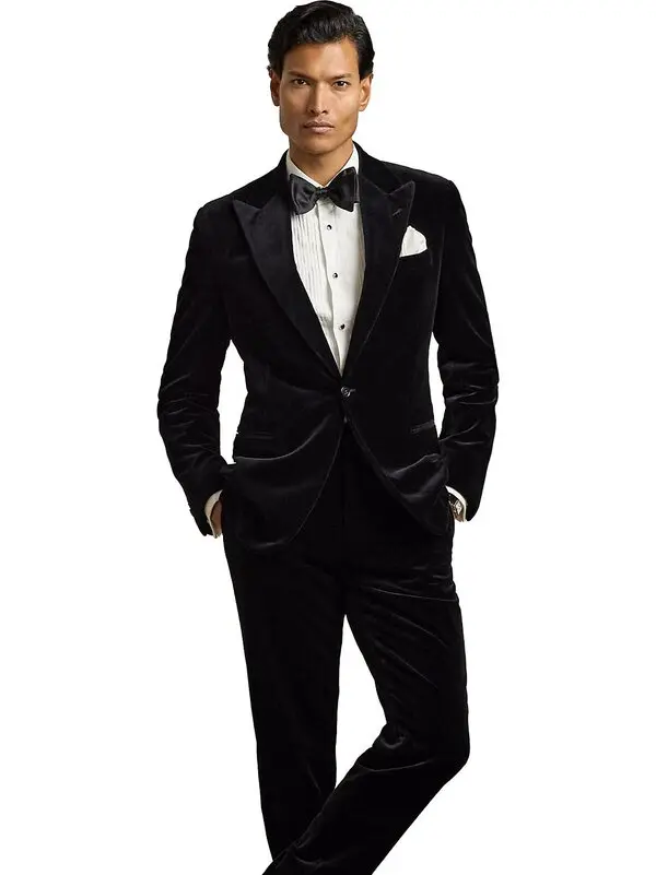 Ralph Lauren Gregory Hand-tailored Velvet Trouser - Black