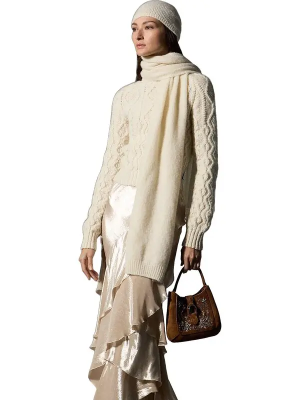Ralph Lauren Neeva Striped Metallic Chiffon Maxiskirt - Platinum