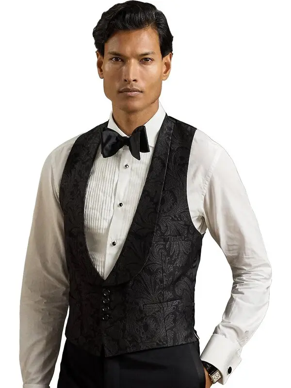 Ralph Lauren Hand-tailored Paisley Jacquard Vest - Black