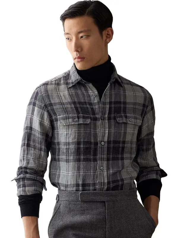 Ralph Lauren Plaid Linen Twill Shirt - Grey