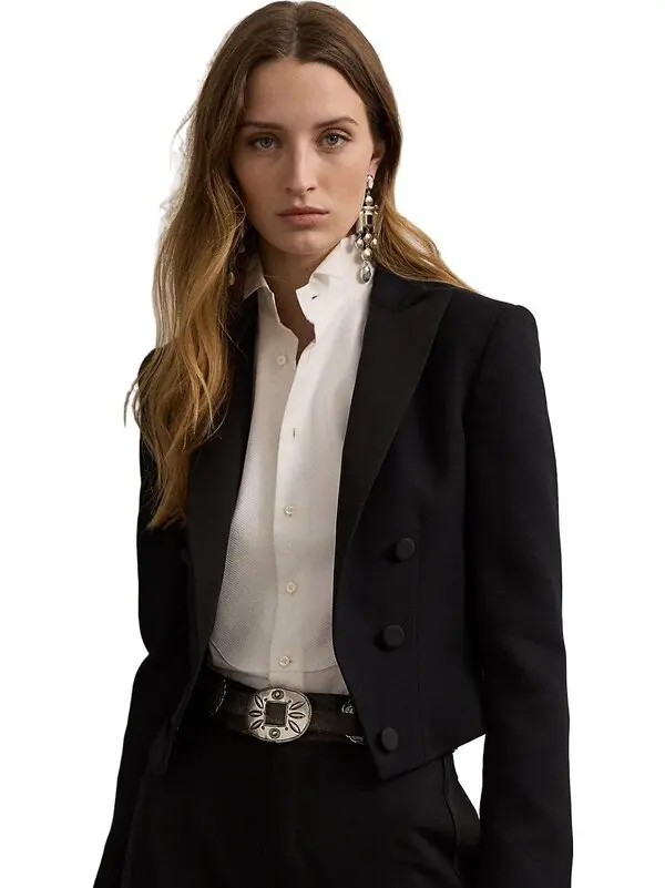 Ralph Lauren Spencer Wool Crepe Tuxedo Jacket - Black