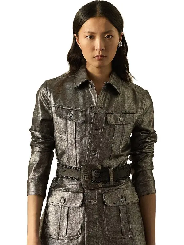 Ralph Lauren Bacall Foiled Denim Field Jacket - Asteroid