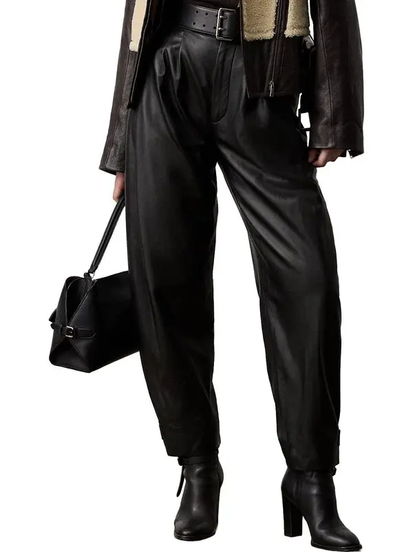 Ralph Lauren Jeanne Lambskin Pant - Black