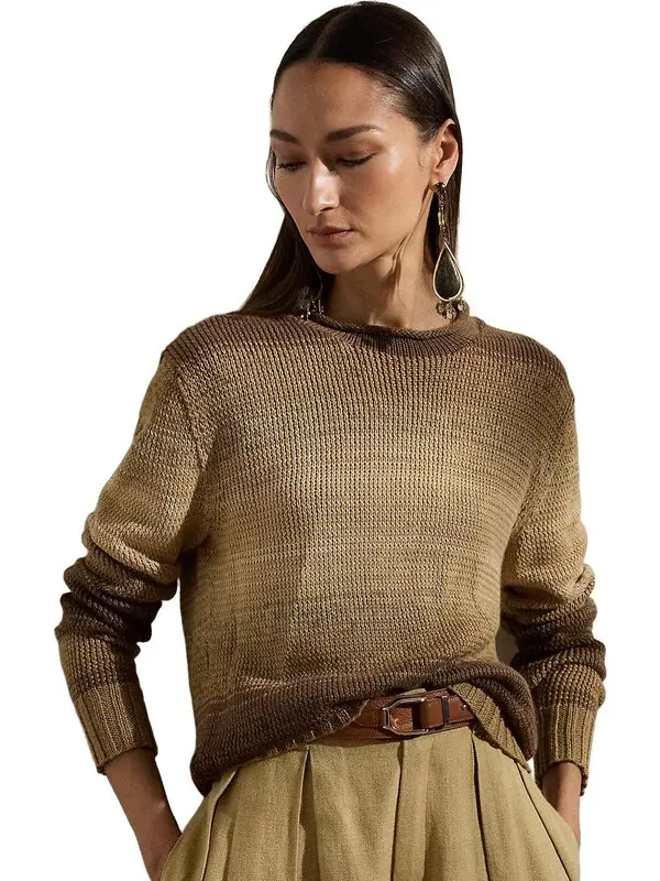 Ralph Lauren Ombré Linen-blend Rollneck Sweater - Lux Tan Multi