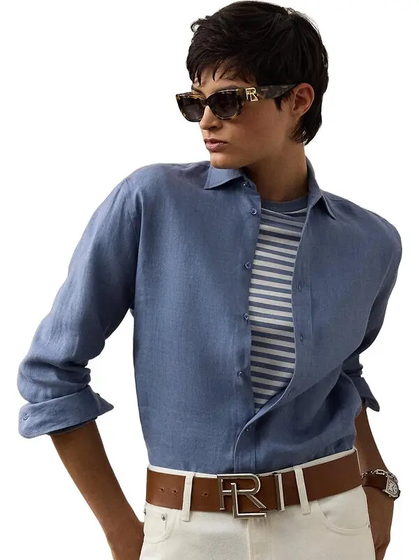 Ralph Lauren Adrien Relaxed Fit Linen Shirt - Cornflower