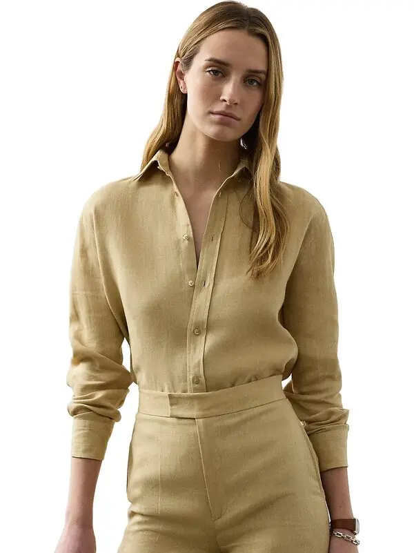 Ralph Lauren Adrien Relaxed Fit Linen Shirt - Light Sand