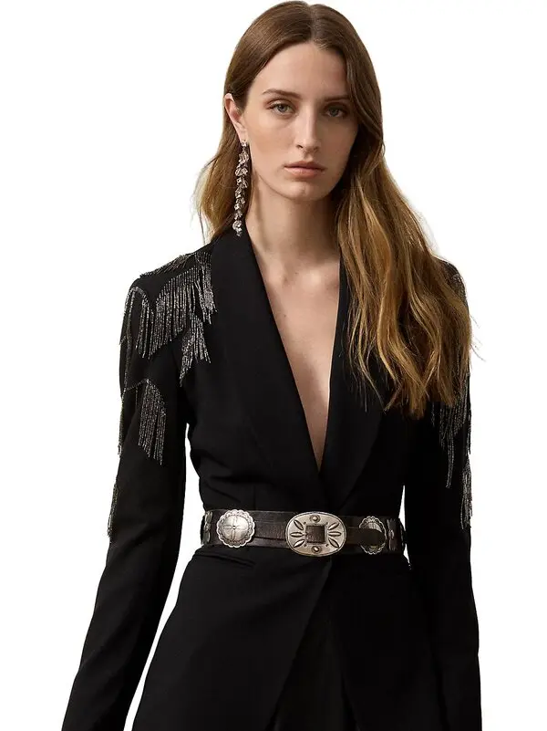 Ralph Lauren Tamara Embellished Wool Crepe Jacket - Black