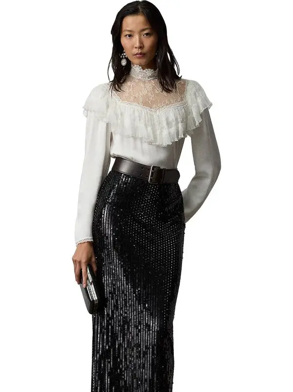 Ralph Lauren Winslow Embellished Tulle Maxiskirt - Black