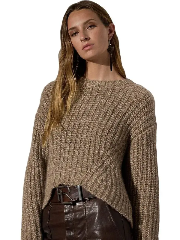 Ralph Lauren Rib-knit Mouliné Cashmere-silk Sweater - Light Truffle Multi