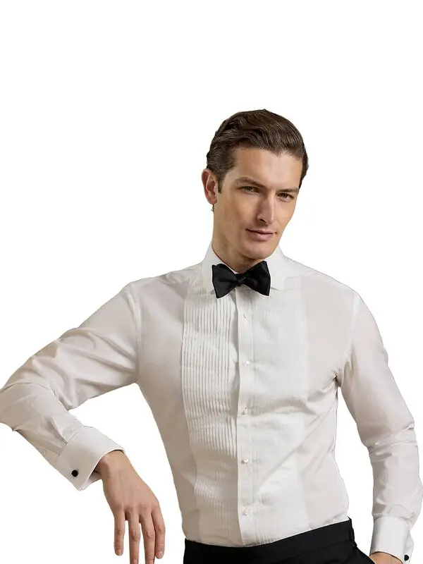 Ralph Lauren Poplin French Cuff Tuxedo Shirt - White