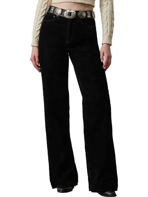 Ralph Lauren Mae Flocked Wide-leg Jean - Black