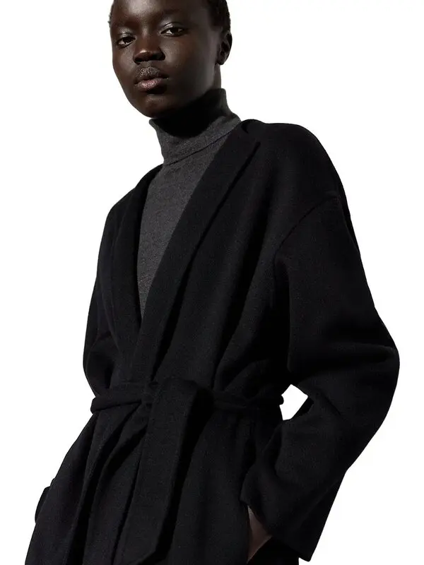 Ralph Lauren Caelan Cashmere Wrap Coat - Black