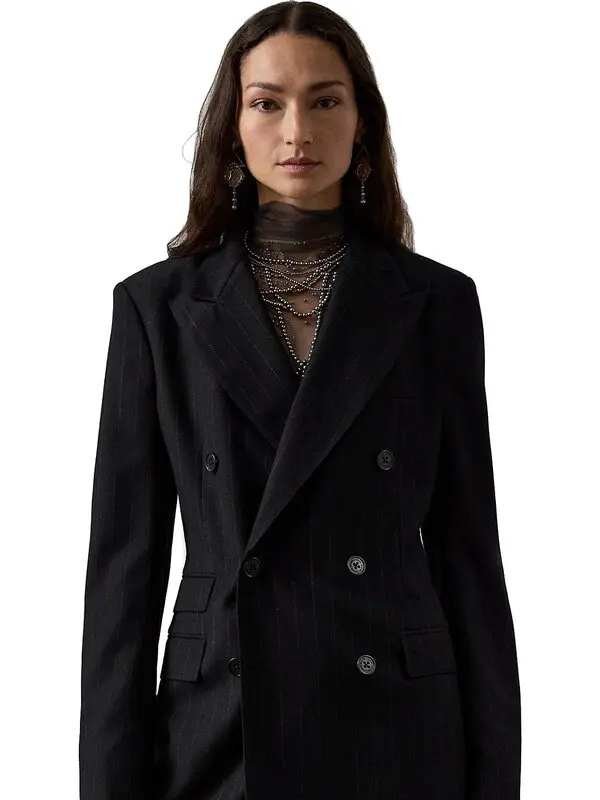 Ralph Lauren Varick Chalk-stripe Flannel Jacket - Black/grey