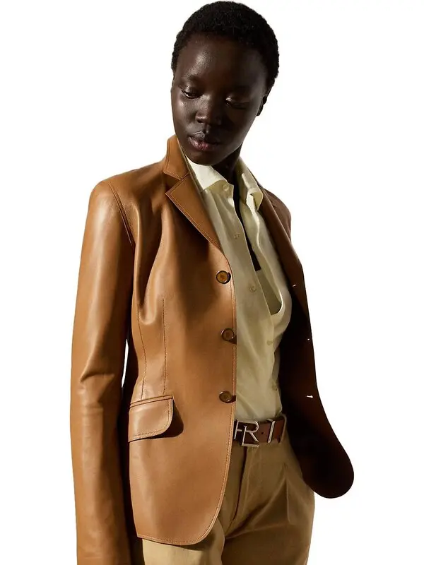 Ralph Lauren Hollis Lambskin Jacket - Caramel