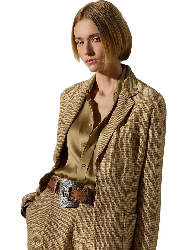Ralph Lauren Hailey Houndstooth Tweed Jacket - Tan Multi