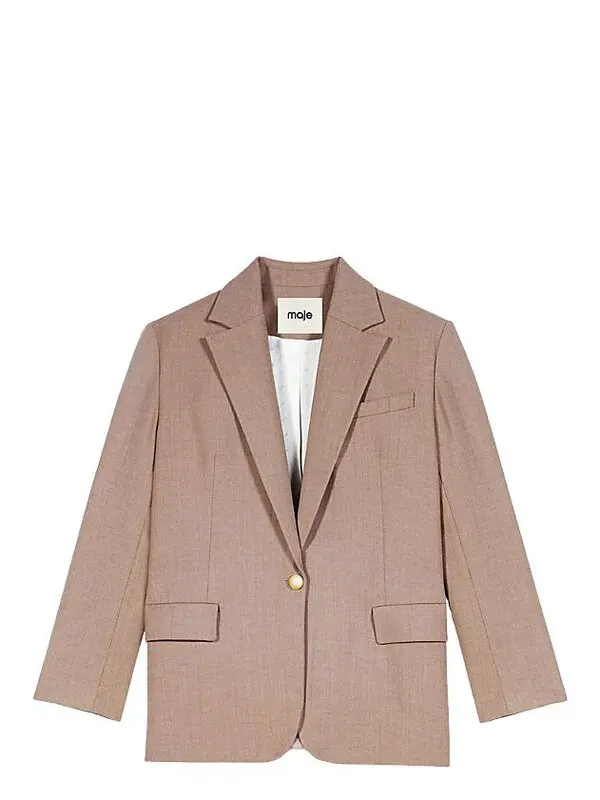 Maje Notch-lapel Oversized-fit Woven Blazer - Beige