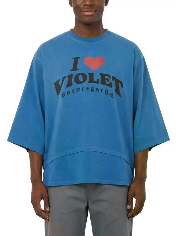 DOUBLET Slogan-print Layered T-shirt - Blue